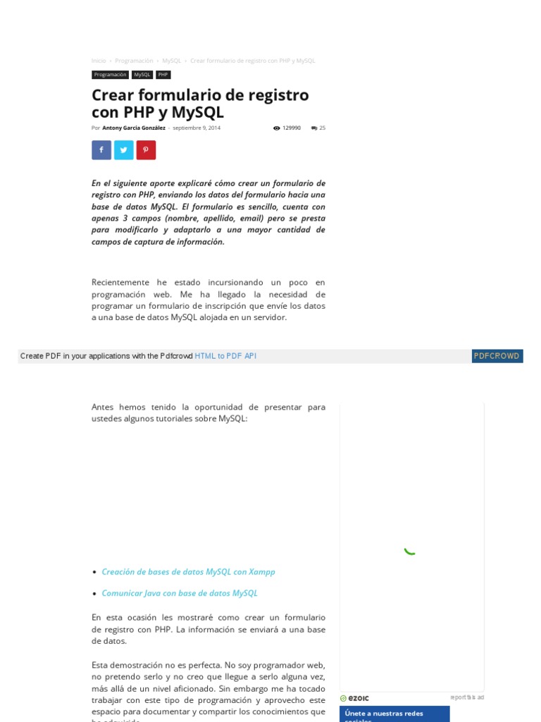 Panamahitek Com Crear Formulario de Registro Con PHP y Mysql | PDF ... Panamahitek Com Crear Formulario de Registro Con PHP y Mysql | PDF ...