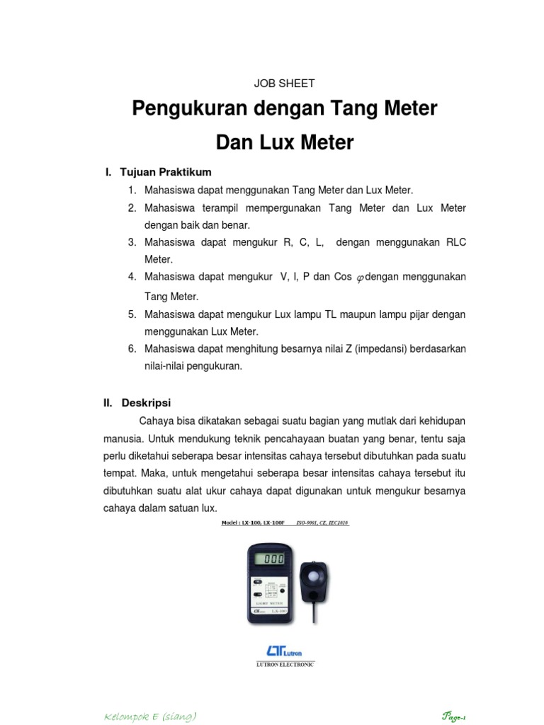 Penggunaan Lux Meter dalam Praktikum | PDF