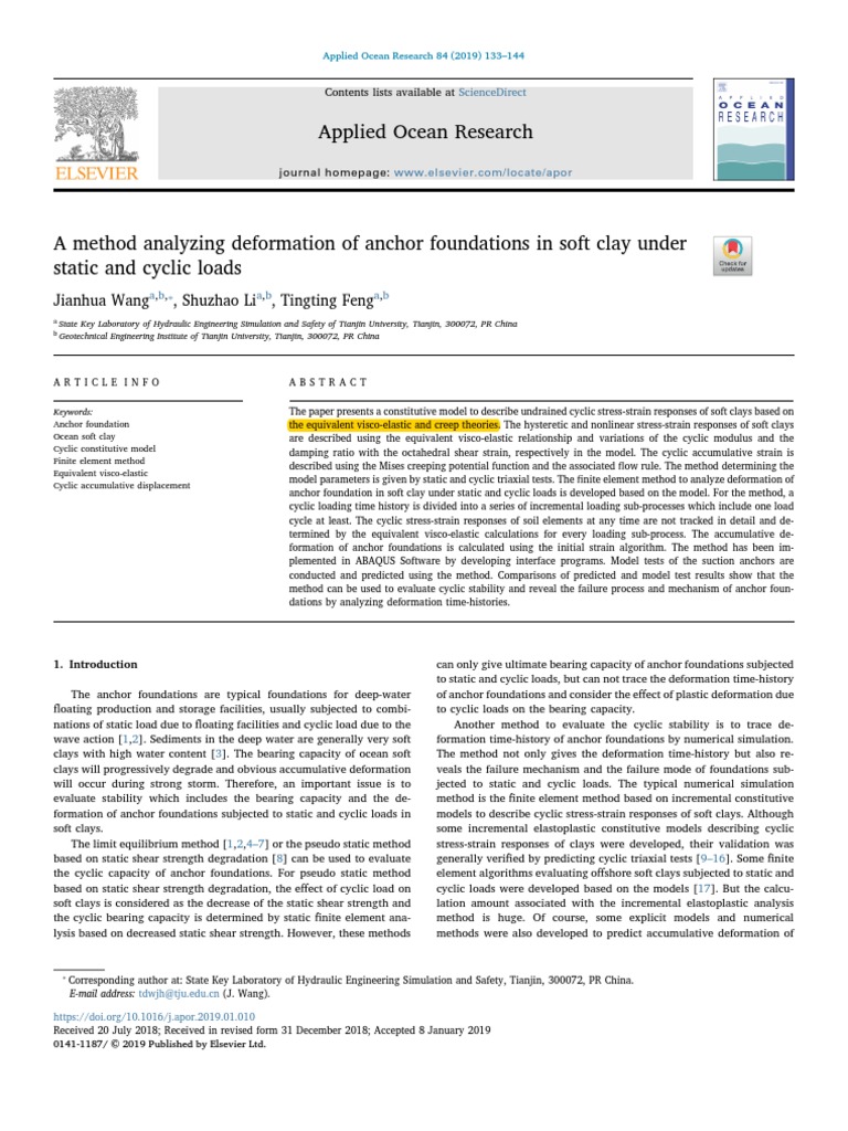 Applied Ocean Research: Sciencedirect | PDF | Deformation (Engineering ...