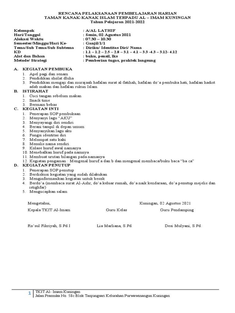 RPPH Mggu 1 Al Lathif | PDF