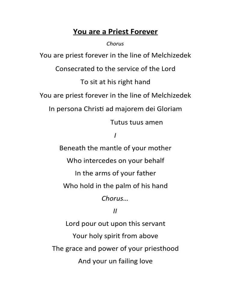You Are A Priest Forever | PDF