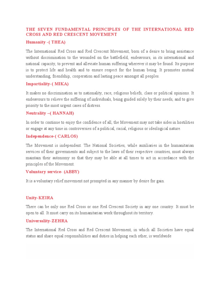 The Seven Fundamental Principles of The International Red Cross and Red ...
