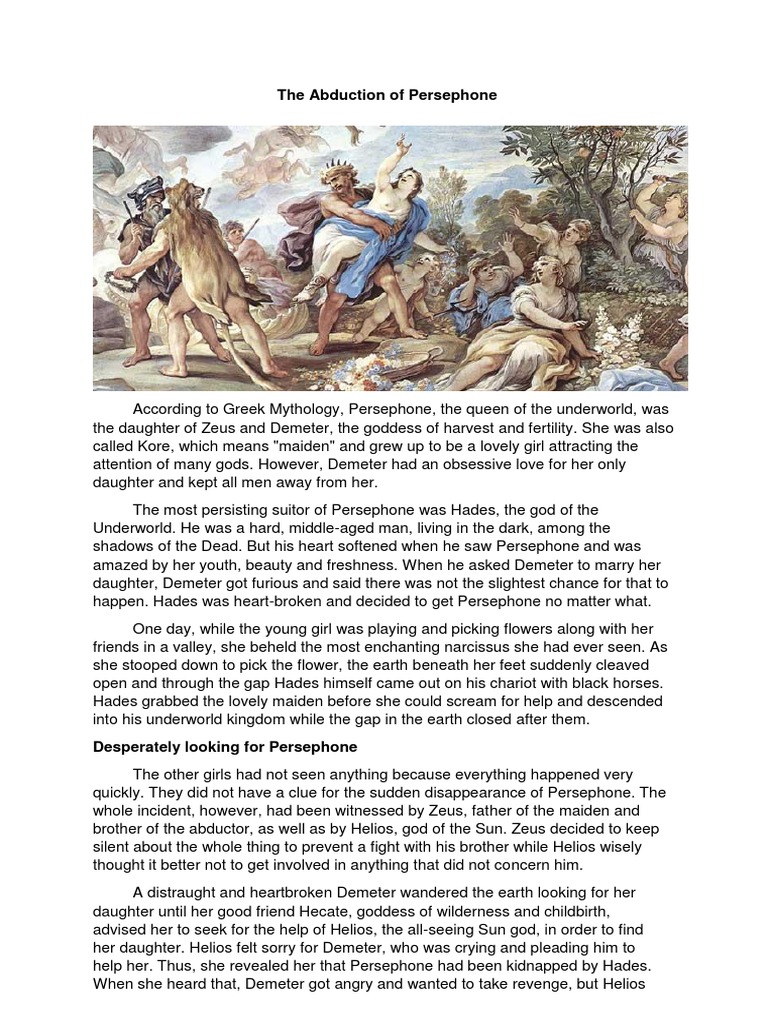 The Abduction of Persephone Myth | PDF | Hades | Persephone