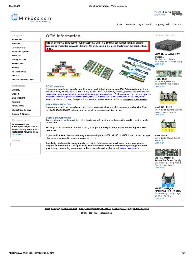 OEM Information: Categories Featured Products | PDF | Manufactured ...