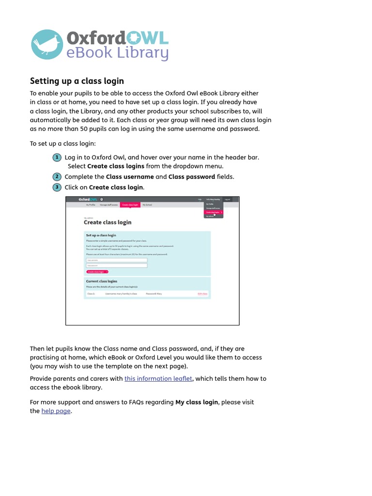 OxfordOwl Class Login | PDF | Login | Software