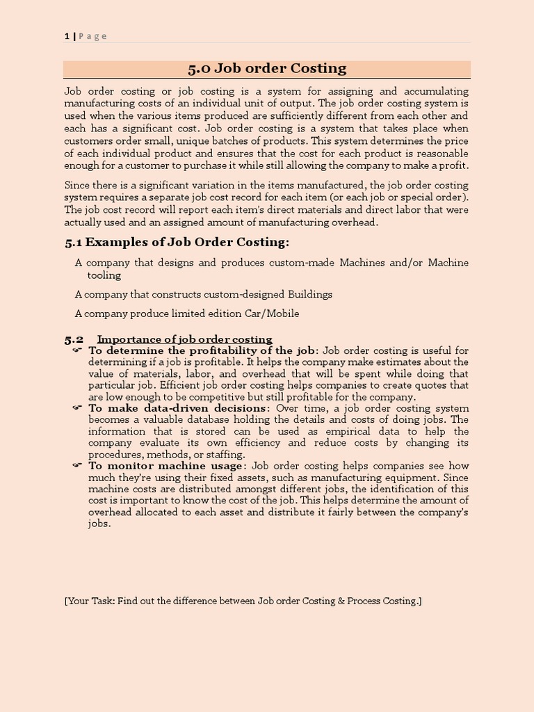 5.1 Examples of Job Order Costing | PDF | Cost | Inventory