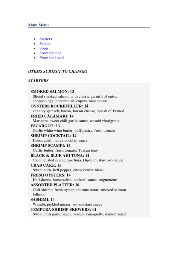 Main Menu | PDF | Food Ingredients | Foods