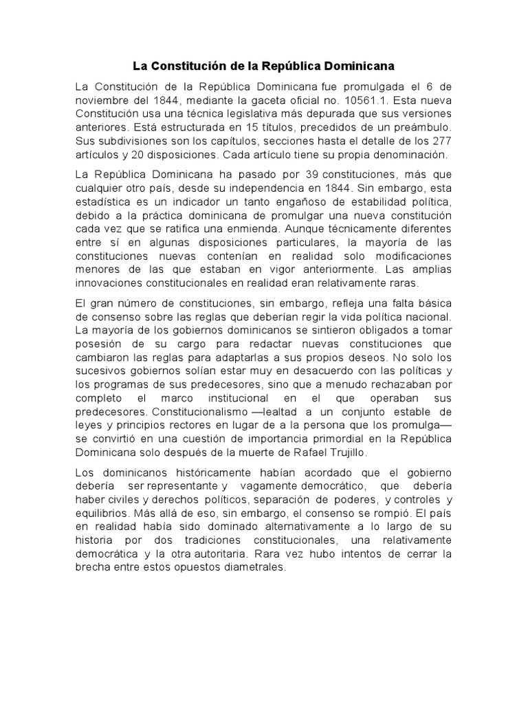 La Constitución de la República Dominicana | PDF | Gobierno | Ley ...