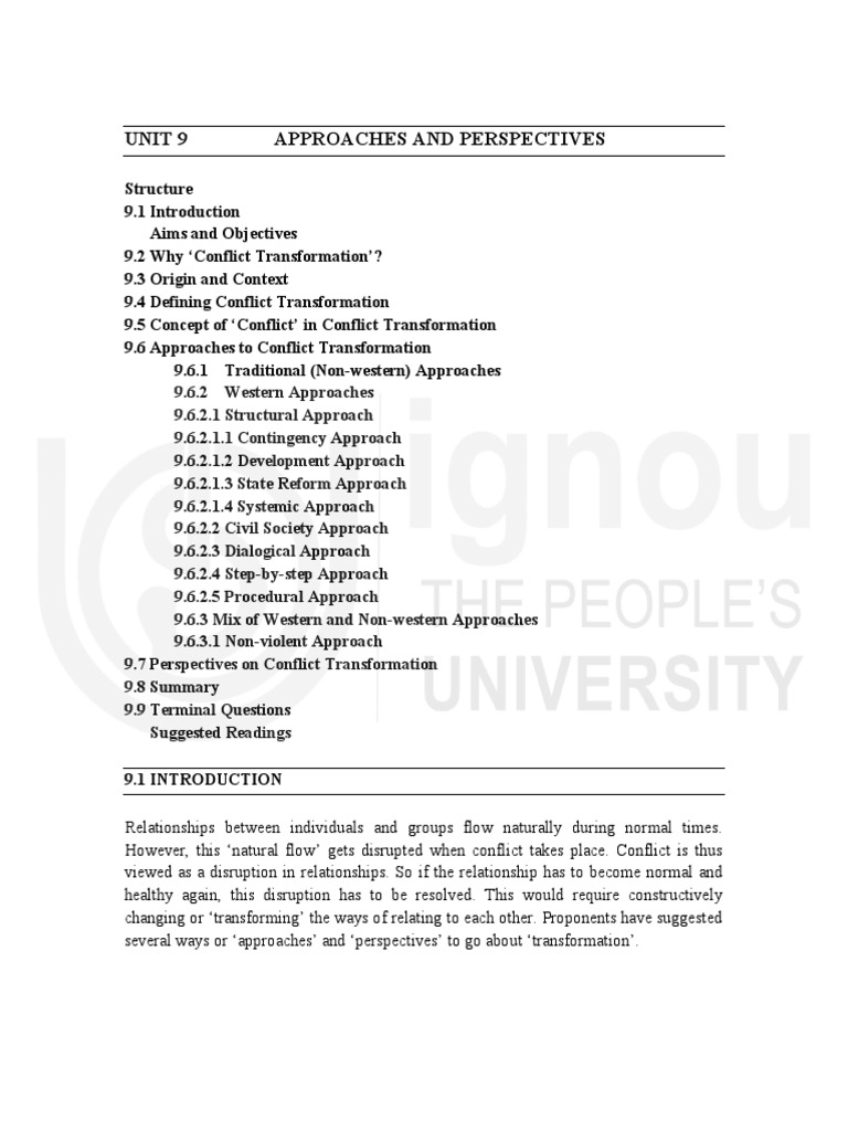 Conflcit Transformation | PDF | Nonviolence | Peacebuilding