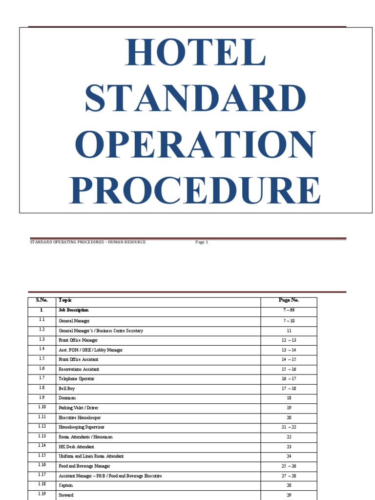 Hotel SOP | PDF | Human Resource Management | Human Resources