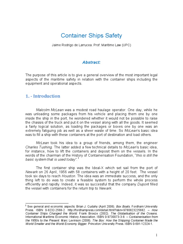 Container Ship Safety Maritime Law | PDF | Containerization | Ships