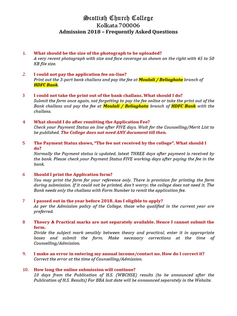 Frequently Asked Questions | PDF | University And College Admission | Fee