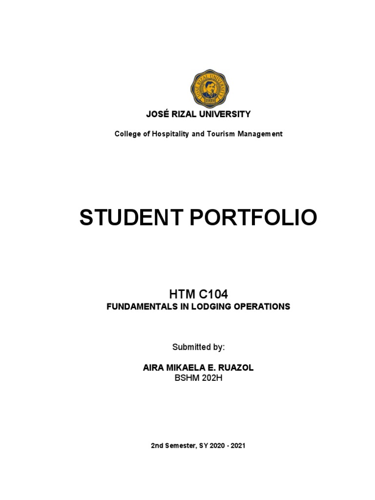Student Portfolio: Lodging Operations | PDF | Test (Assessment) | Cognition