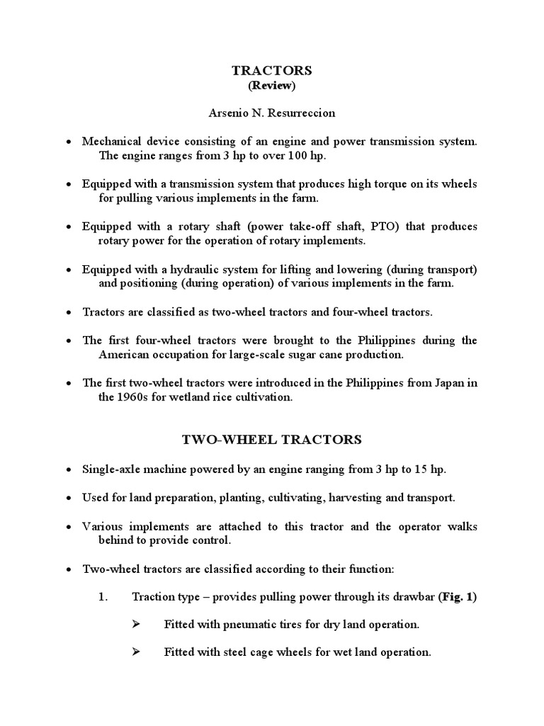 5 - Review Notes - TRACTORS | PDF | Tractor | Transmission (Mechanics)