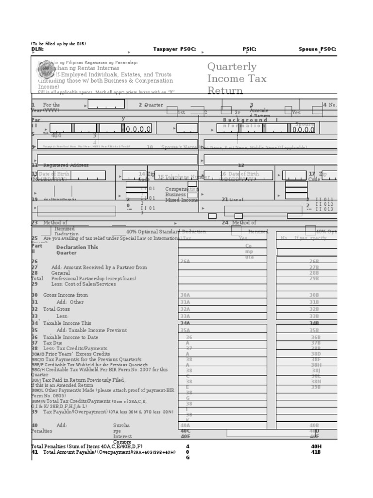 Get The Bir Form 1701q | PDF | Tax Deduction | Taxes