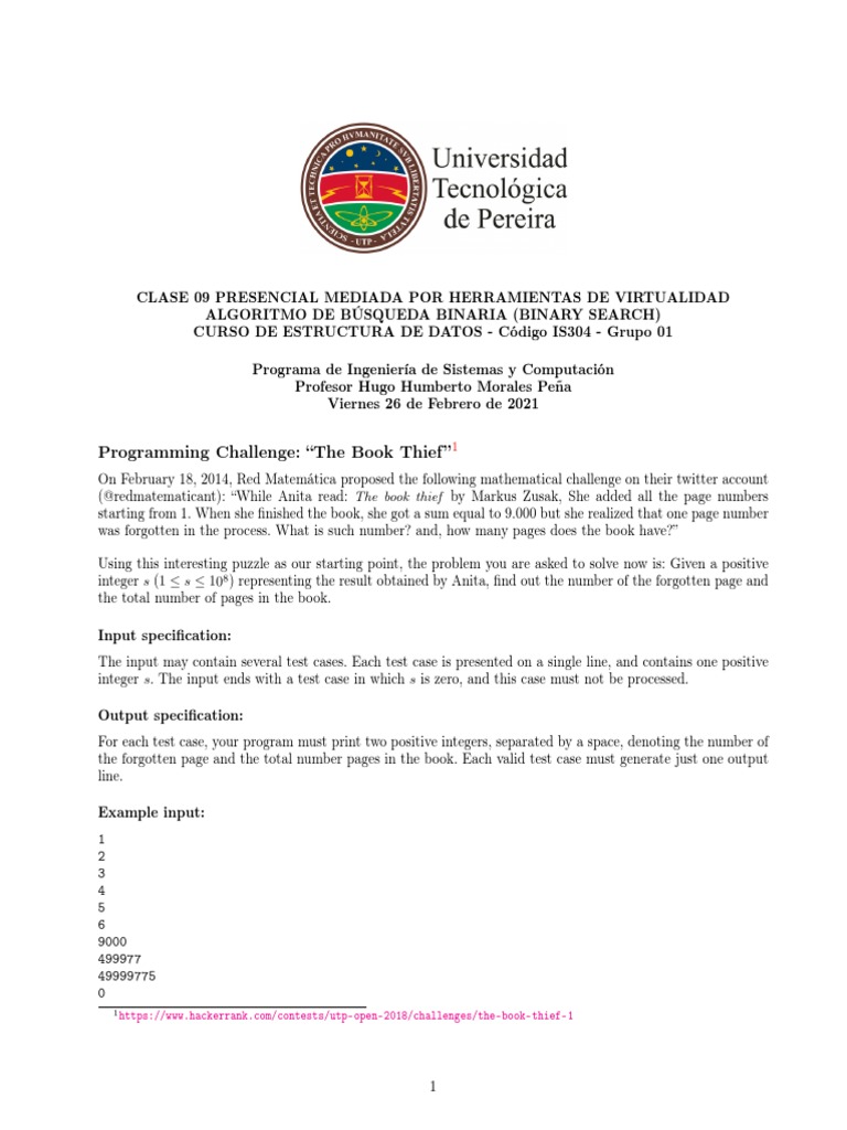 Binary Search & Book Thief Challenge | PDF | Arithmetic | Computing