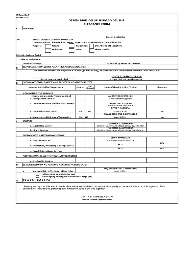 DepEd Clearance Form for Teacher Transfer | PDF | Government | Business