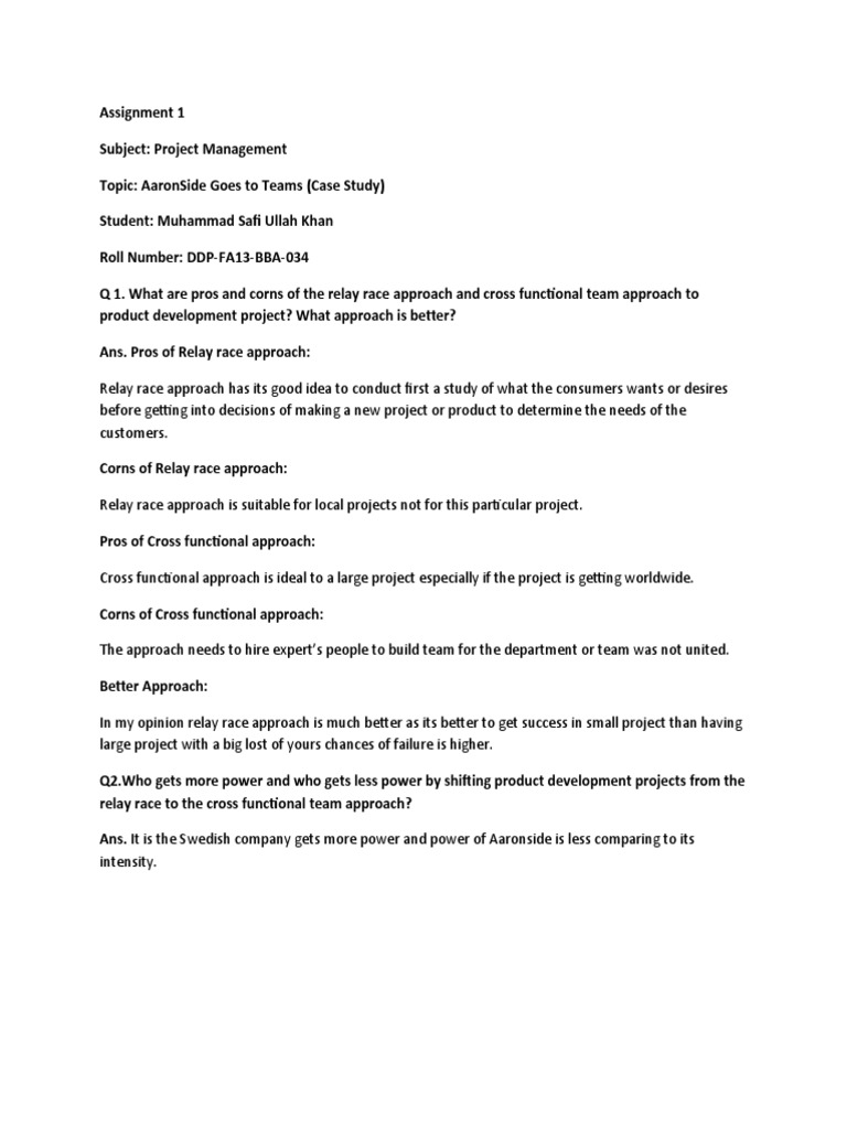 Assignment 1 Subject Project Management | PDF | Career & Growth | Business