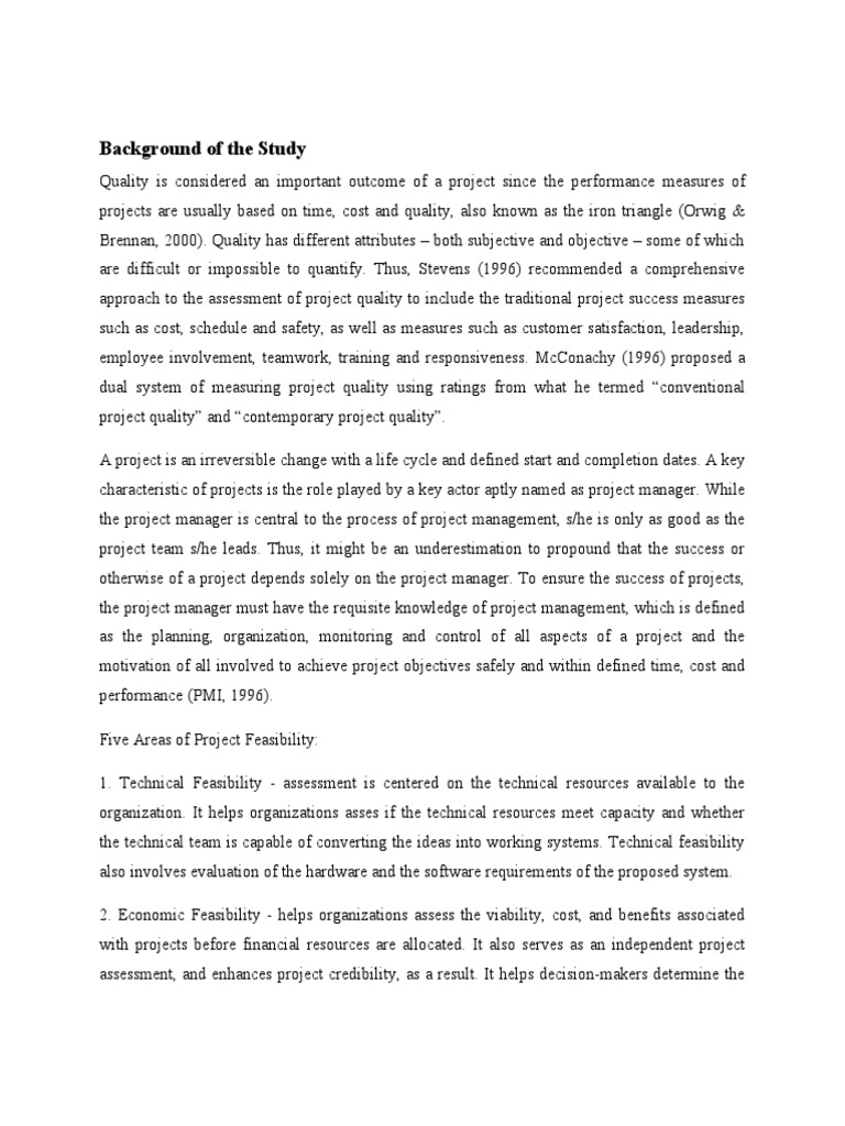 Background of The Study | PDF | Feasibility Study | Business