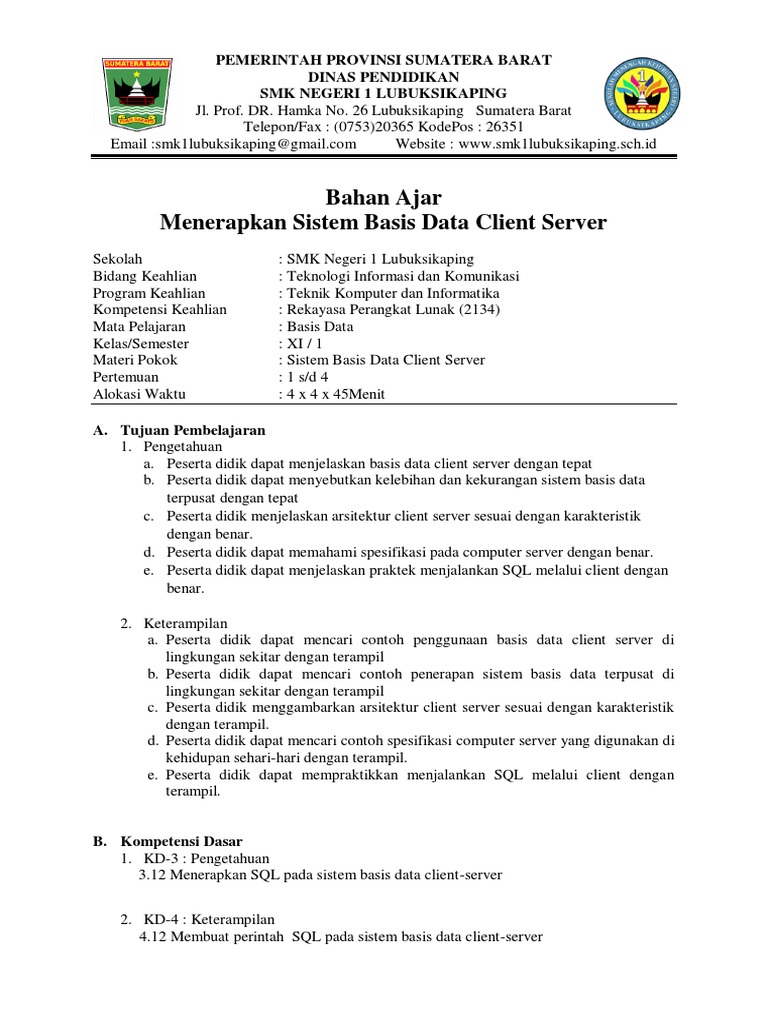 Menerapkan SQL pada Sistem Basis Data Client Server | PDF