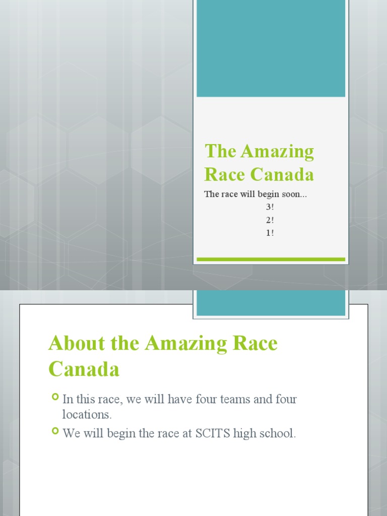 The Amazing Race Across Canada: A Document Outlining the Rules ...