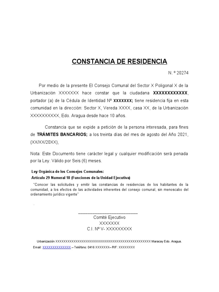 Modelo de Constancia de Residencia | PDF