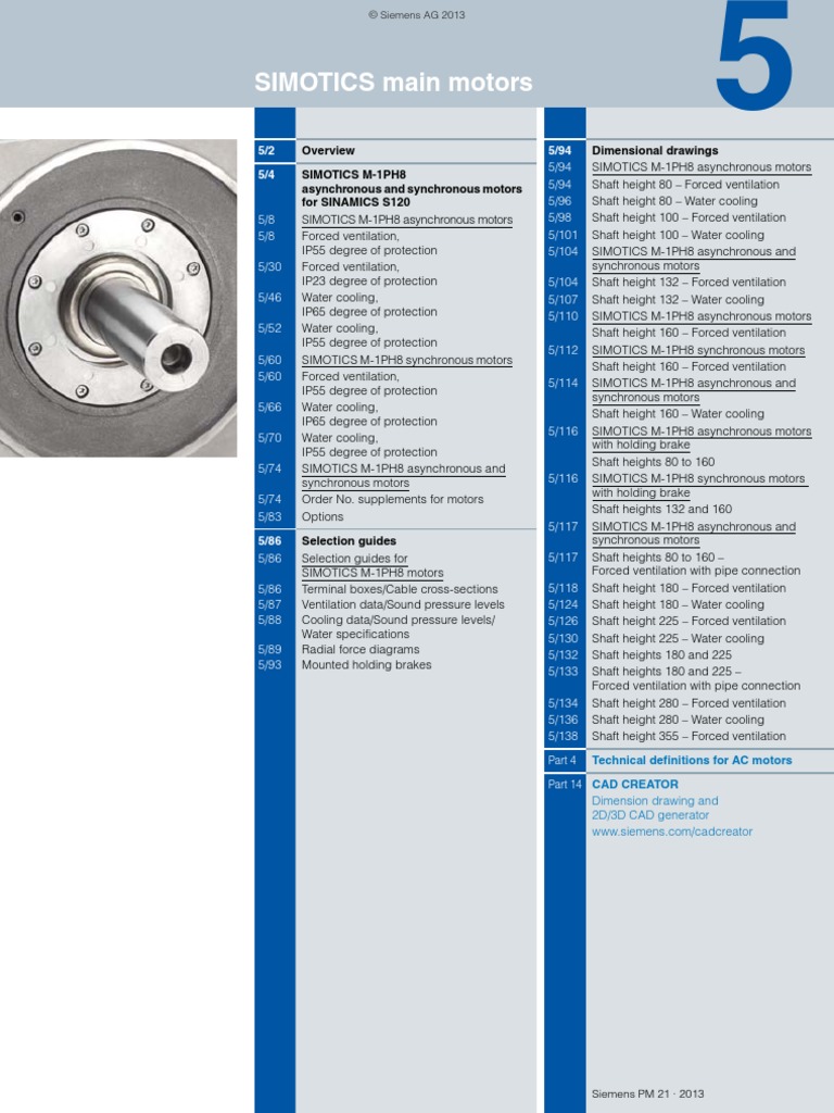 05 5 SIMOTICS Main Motors | PDF | Electric Motor | Hertz