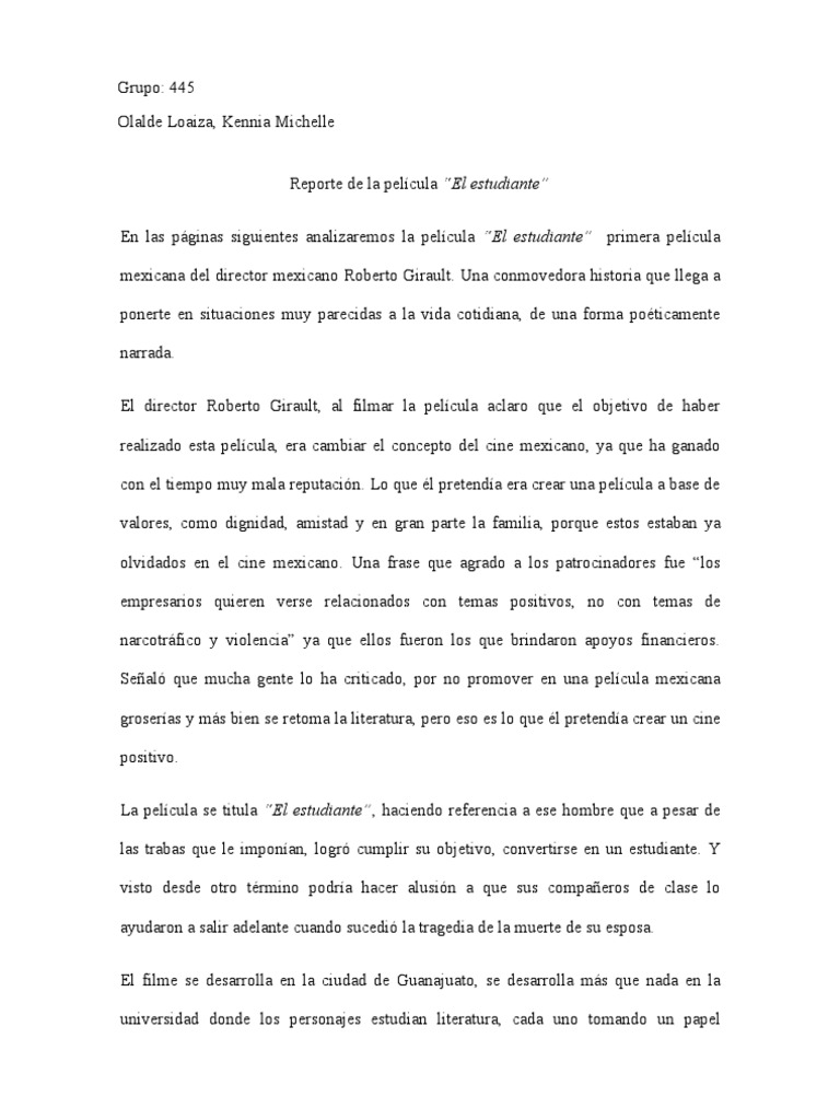 Reporte de la película el estudiante | PDF | Don Quijote | México