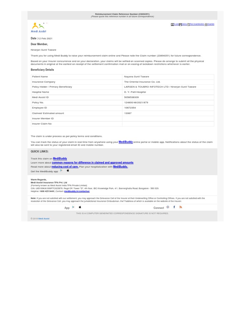 Date:12 Feb 2021 Dear Member,: (Please Quote This Reference Number in ...