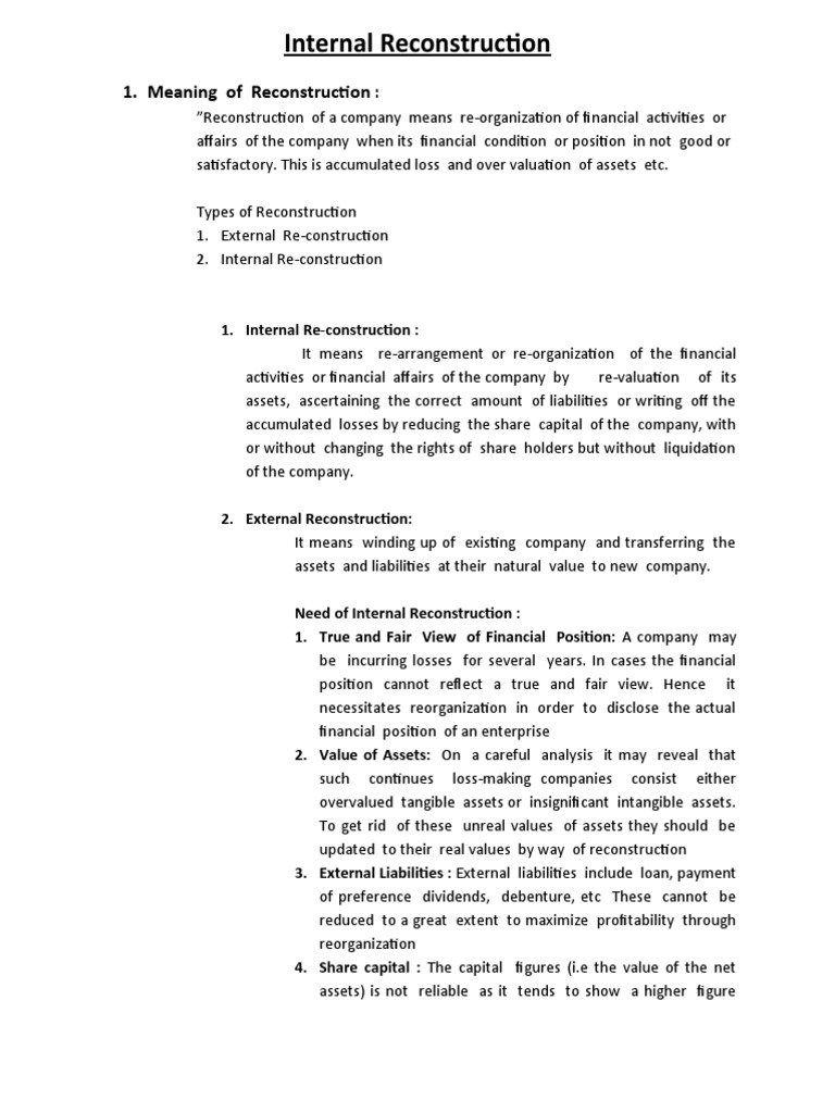 Notes On Internal Reconstruction | PDF | Liquidation | Taxes