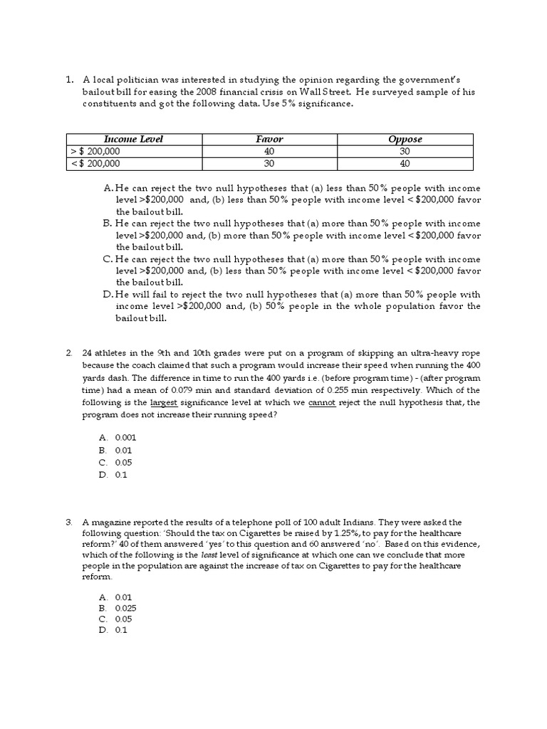 Additional Practice Problems On Hypothesis Testing | PDF | Statistical ...