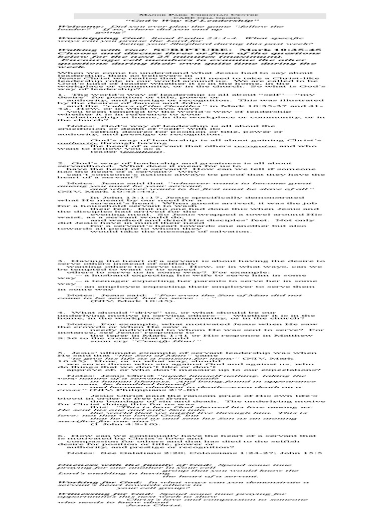 CARE Cell Group Leader's Qualifications | PDF | Gospel Of Mark | Jesus