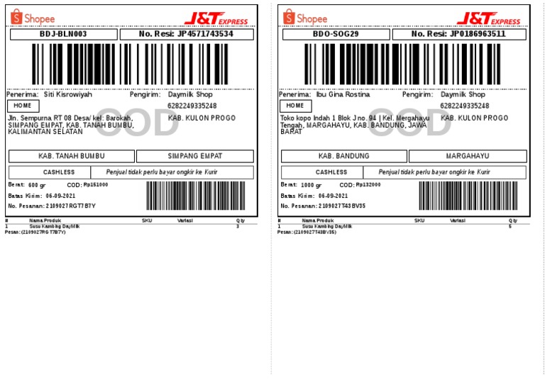 COD COD: No. Resi: JP4571743534 No. Resi: JP0186963511 | PDF