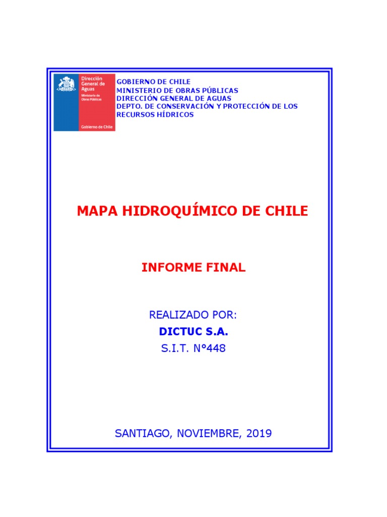 Informe Mapa Hidroquimico | PDF | Estadísticas | Agua