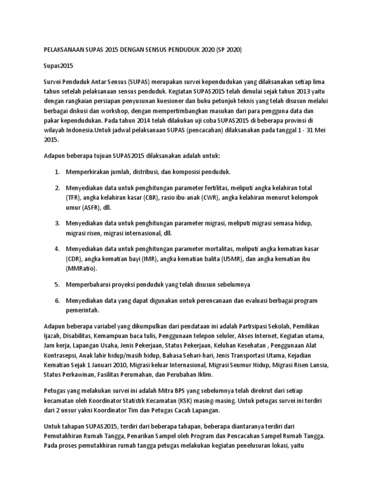 Survei Penduduk Antar Sensus | PDF