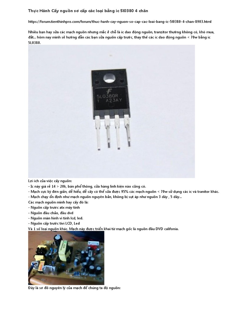 Thực Hành Cấy nguồn sơ cấp các loại bằng ic 5l0380 4 chân | PDF