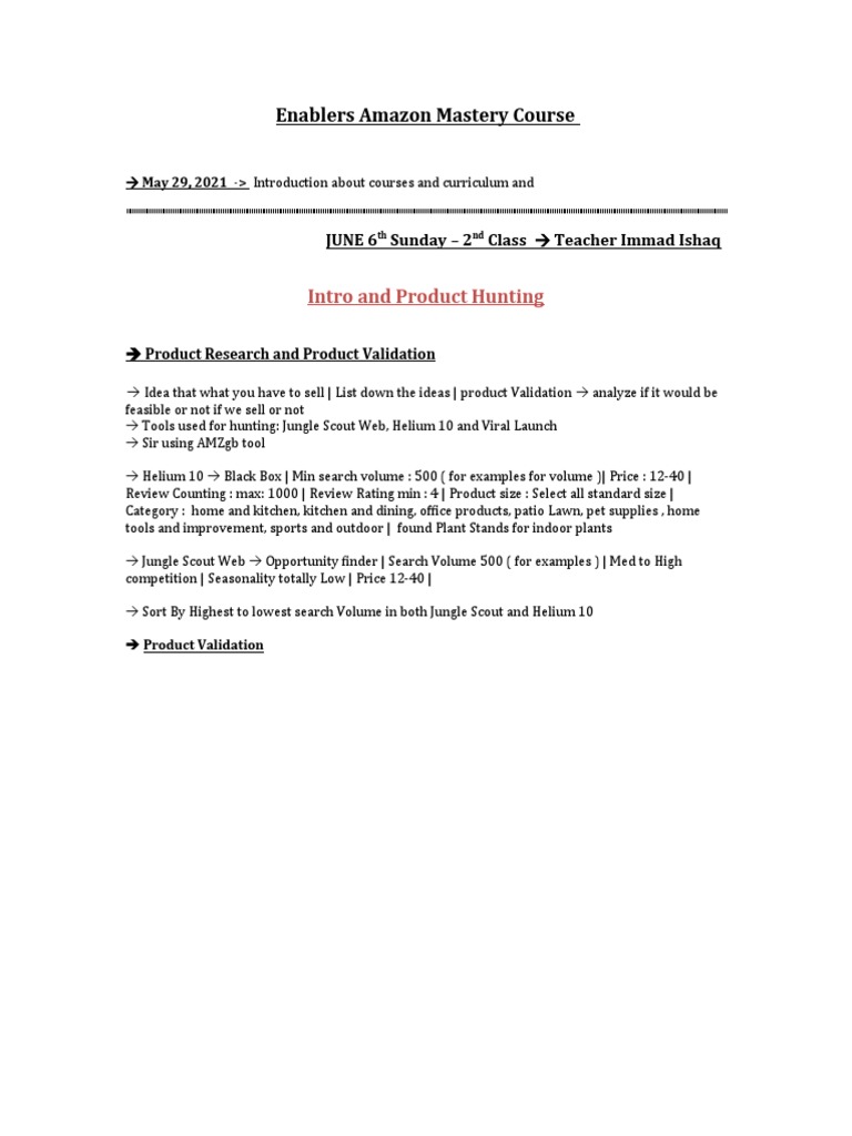 Enablers Amazon Mastery Course | PDF