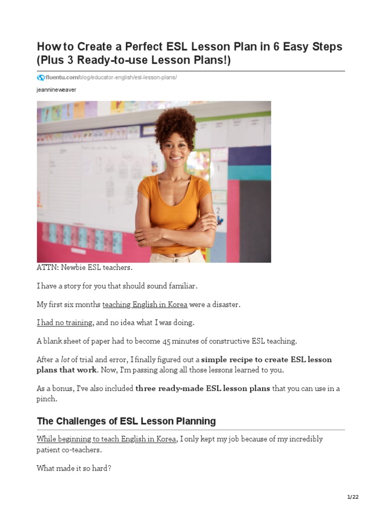 How To Create A Perfect ESL Lesson Plan in 6 Easy Steps (Plus 3 Ready ...