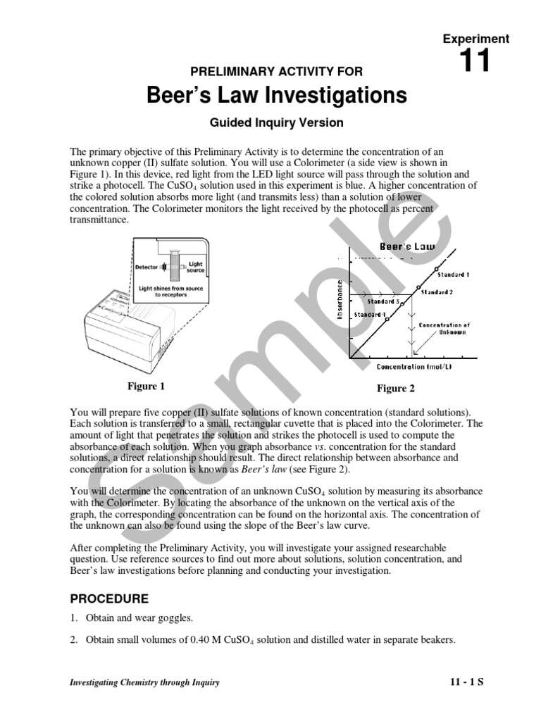 Sample: Beer's Law Investigations | PDF | Absorbance | Experiment