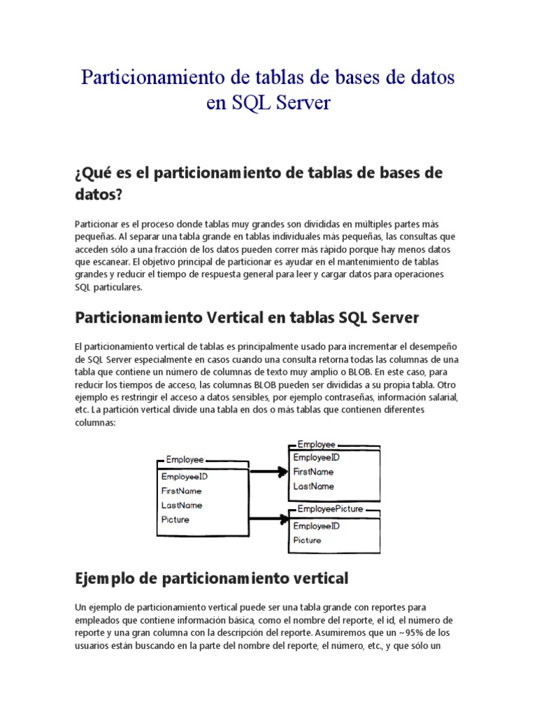 Particionamiento de Tablas de Bases de Datos en SQL Server | PDF | SQL | Servidor SQL de Microsoft
