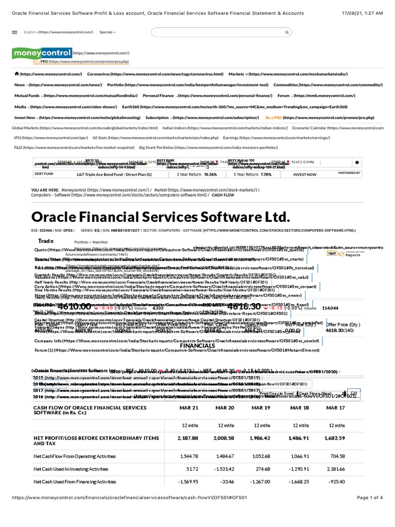 Oracle Financial Services Software LTD.: Trade | PDF | Financial ...