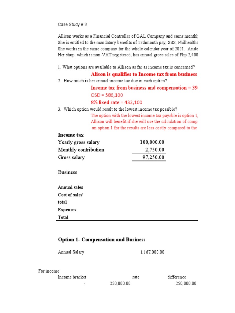 Alison Is Qualifies To Income Tax From Business and Compensation, OSD ...