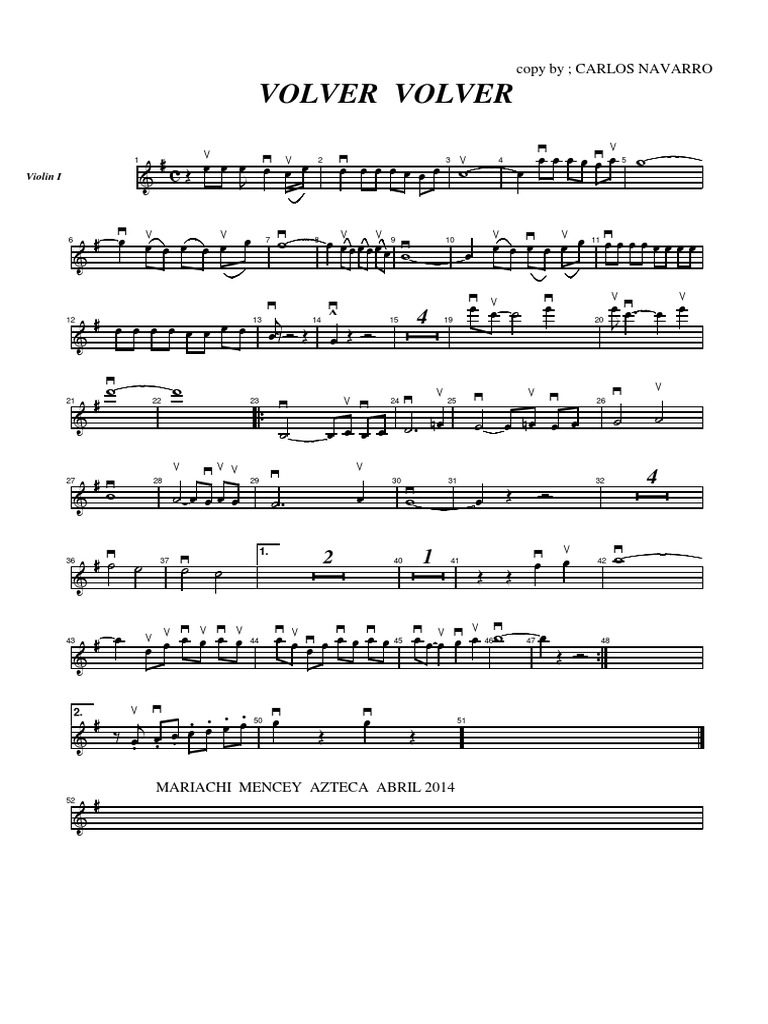 VOLVER Violin1 SOL M | PDF