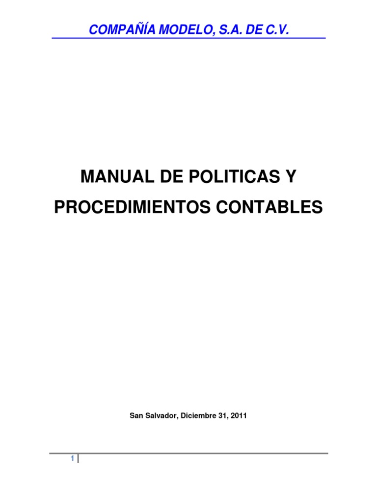 Manual de Politicas y Procedimientos Contables | PDF | Estado ...