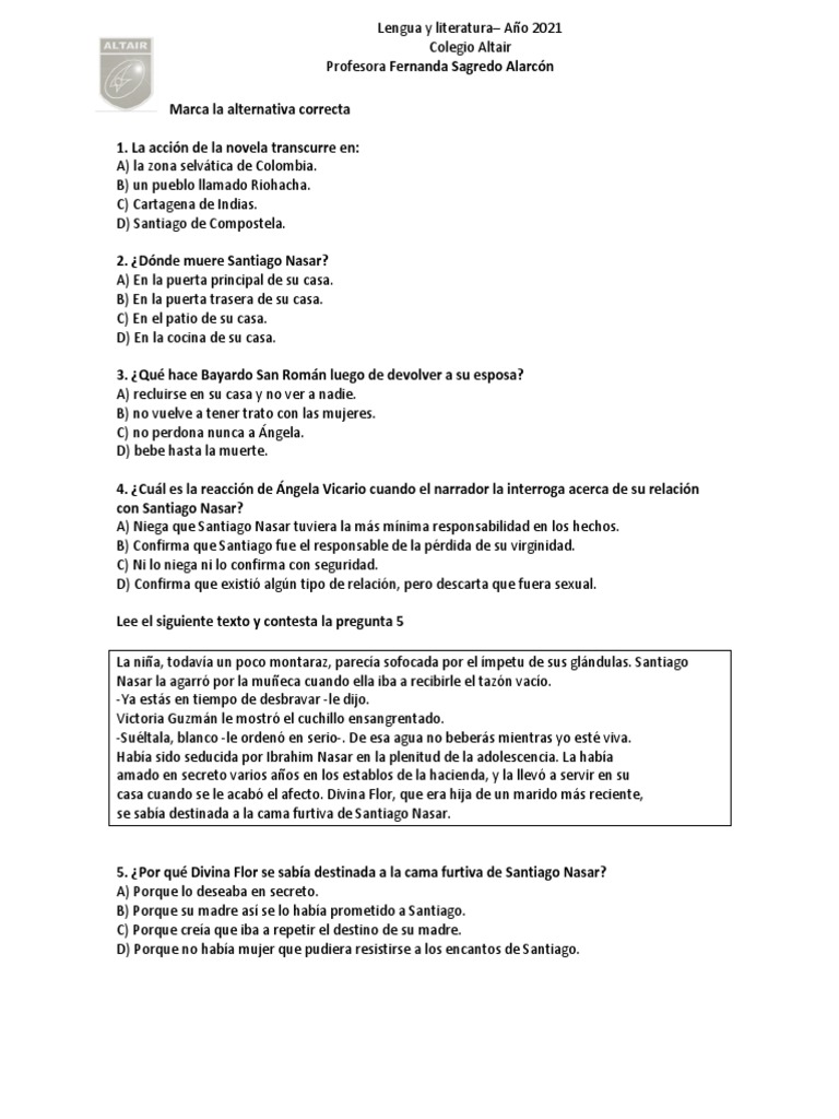 Crónica de Una Muerte Anunciada | PDF | Novelas