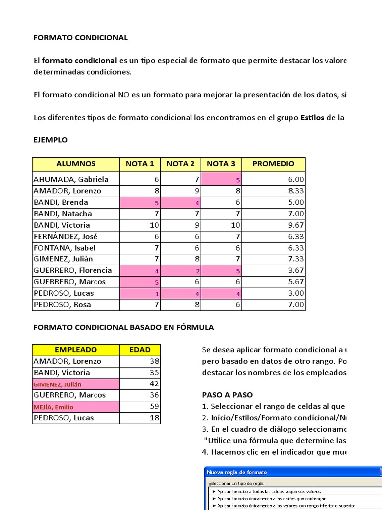 Guía de Formato Condicional Excel | PDF | Métodos y materiales de enseñanza