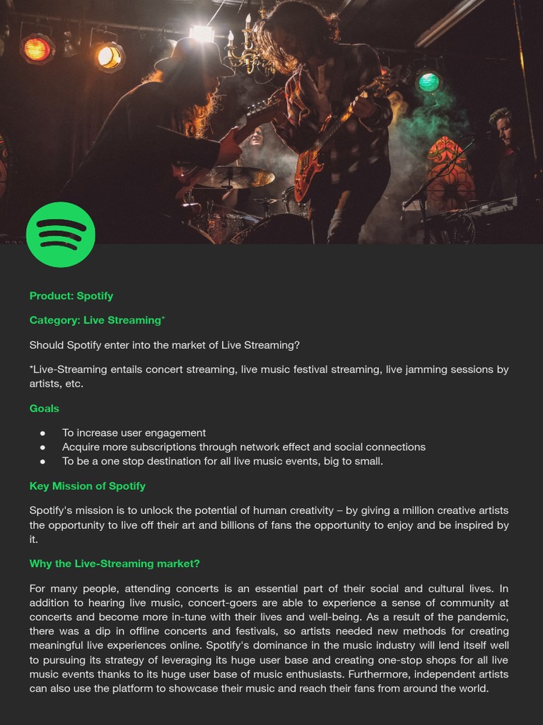 Product: Spotify Category: Live Streaming | PDF | Spotify | Streaming Media