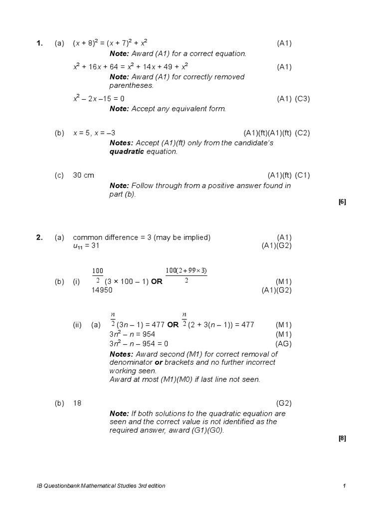 X Parentheses. X: IB Questionbank Mathematical Studies 3rd Edition 1 ...