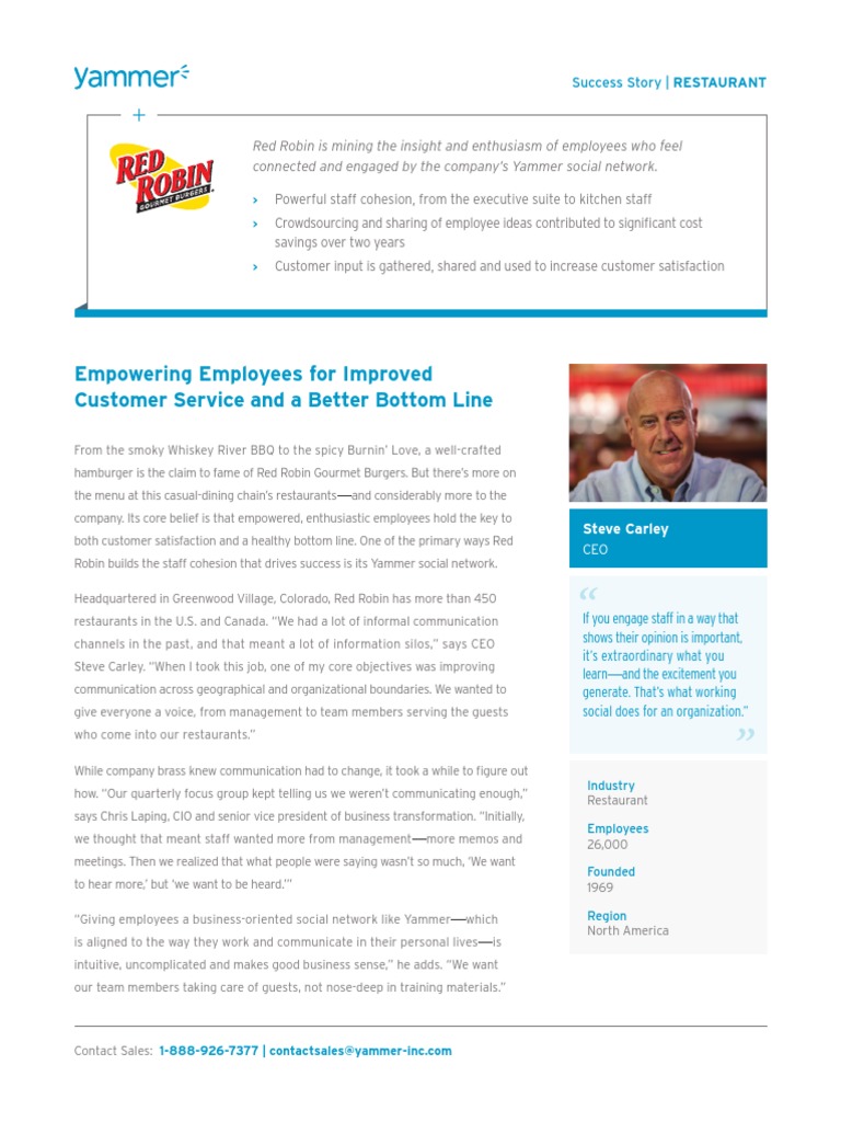 Yammer Case Study Red Robin | PDF | Collaboration | Enterprise Resource ...