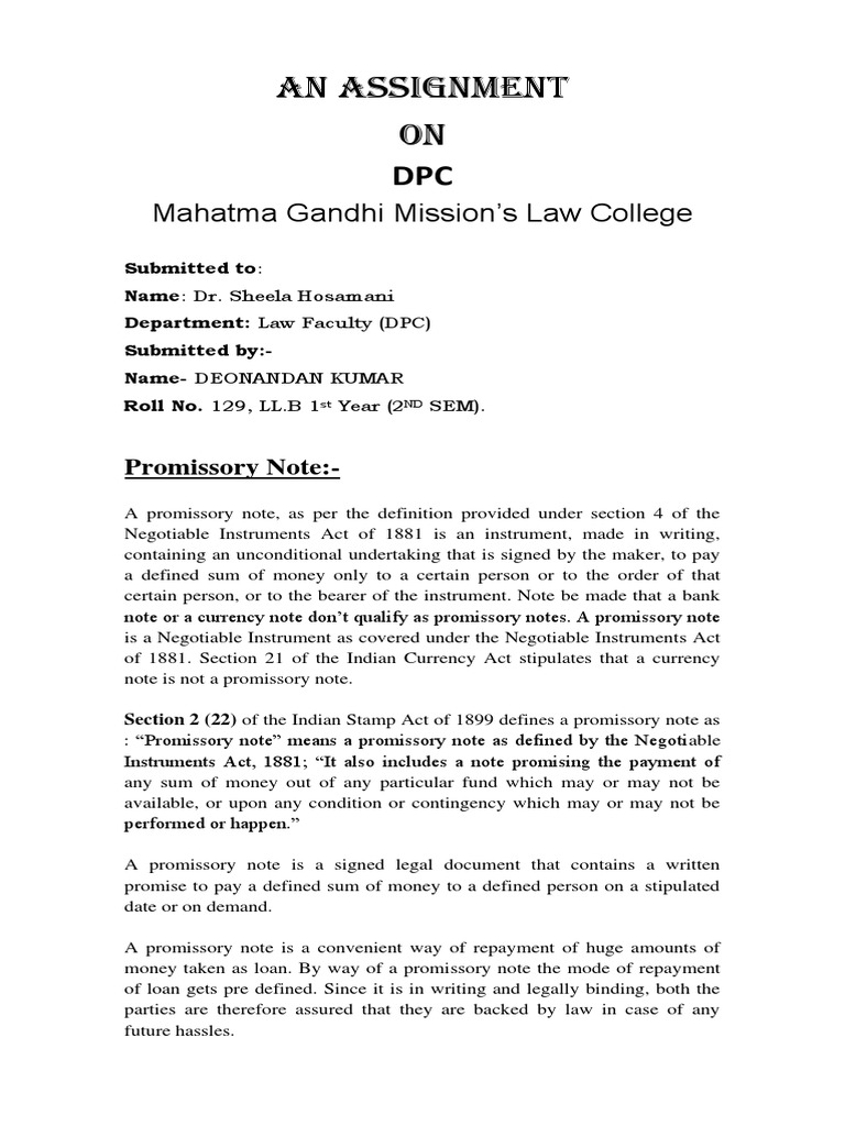 Promissory Note PDF | PDF | Promissory Note | Negotiable Instrument